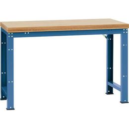 Manuflex Grundtisch Profi Standard, Tischplatte Multiplex B 1500 x T 700, brillantblau