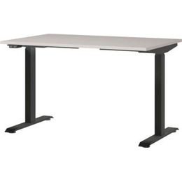 Schreibtisch Aalborg, elektrisch h&ouml;henverstellbar, Rechteck, bis 80 kg, T-Fu&szlig; Gestell, B 1200 x T 800 x H 720 &ndash; 1200 mm, kaschmir/schwarzgrau