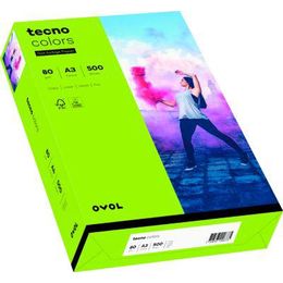 Farbiges Kopierpapier tecno colors, DIN A3, 80 g/m&sup2;, leuchtendgr&uuml;n, 500 Blatt