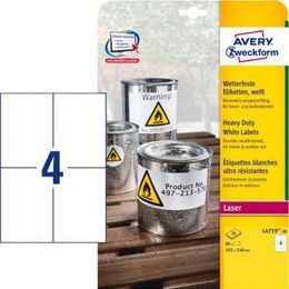 Avery Zweckform Folien-Etiketten, wetterfest, f&uuml;r Innen- und Au&szlig;enbereich, 105 x 148 mm