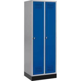 Sch&auml;fer Shop Sch&auml;fer Shop Genius Kleiderspind mit Sockel, 2 Abteile, Sicherheitsdrehriegelverschluss, wei&szlig;aluminium/enzianblau
