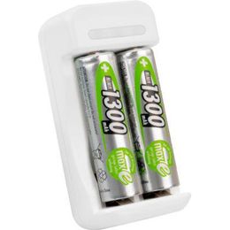 Akkuladeger&auml;t f&uuml;r Batterien Ansmann Basic II, 1-2x AA/AAA, inkl. USB-Kabel, inkl. 2 AA-Akkus, B 36,5 &times; T 26 &times; H 75 mm, wei&szlig;
