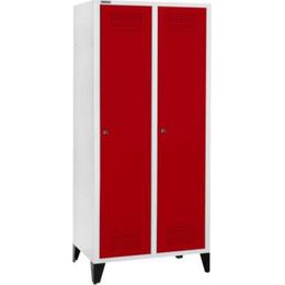 Sch&auml;fer Shop Sch&auml;fer Shop Genius Kleiderspind mit F&uuml;&szlig;en, 2 Abteile, 400 mm Abteilbreite, Zylinderschloss, rubinrot