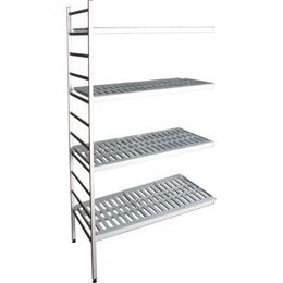 Aluminium-Steckregal, Anbaufeld, mit 4 Kunststoff-Rost-Fachb&ouml;den, H 1950 x B 800 x T 500 mm