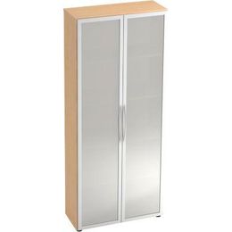 Glast&uuml;renschrank TARA, 5 Ordnerh&ouml;hen, B 800 x T 346 x H 1880 mm, Ahorn-Dekor