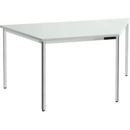 Konferenztisch, bis 6 Personen, Trapez, 4-Fu&szlig; Quadratrohr, B 1600 x T 800 x H 720 mm, lichtgrau/chromsilber