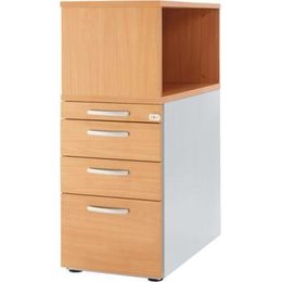 Sch&auml;fer Shop Sch&auml;fer Shop Genius Standcontainer mit Aufsatzregal, abschlie&szlig;bar, runder Griff, Buche