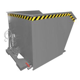 Bauer Kippbeh&auml;lter GU-E 1000, mit Siebblech & Ablasshahn, &ouml;l-/wasserdicht, staplertauglich, B 1280 x T 1640 x H 780 mm, mausgrau RAL 7005
