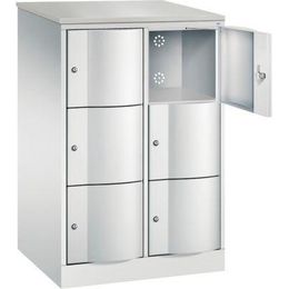 C+P Schlie&szlig;fachschrank Resisto, 2 Abteile, 6 F&auml;cher, B 772 x T 640 x H 1255 mm, Lichtgrau