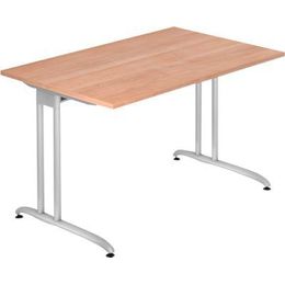 Schreibtisch TARA, C-Fuß, Rechteck, B 1200 x T 800 x H 720 mm, Nussbaum-Dekor
