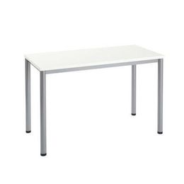 Home Office Schreibtisch Nevada, Rechteck, 4-Fu&szlig; Rundrohr, B 1200 x T 600 x H 740 mm, wei&szlig;/alusilber