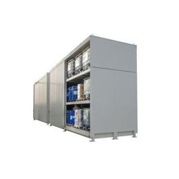 Regalcontainer Bauer CEN 65-3b IBC, Stahl, Schiebetor, B 7170 x T 2900 x H 4945 mm, grau