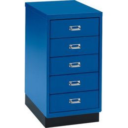 Schubladenschrank DIN A4, mit 5 Schubladen, 675 mm hoch, enzianblau