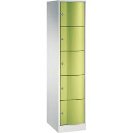C+P Schlie&szlig;fachschrank Resisto, 1 Abteil, 5 F&auml;cher, B 396 x T 540 x H 1950 mm, Lichtgrau/Clowngr&uuml;n