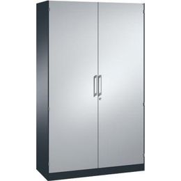 Fl&uuml;gelt&uuml;renschrank ASISTO C 3000, 5 Ordnerh&ouml;hen, B 1200 mm, anthrazit/alusilber