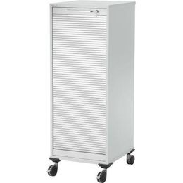 Sch&auml;fer Shop Sch&auml;fer Shop Genius Multimobil, B 450 x T 500 x H 1220 mm, Kunststoffrollladen, mit Rollen, abschlie&szlig;bar, lichtgrau