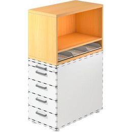 Aufsatzregal , f&uuml;r Standcontainer, 1 Fachboden, Ahorn-Dekor