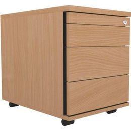 Sch&auml;fer Shop Sch&auml;fer Shop Select Rollcontainer 1233, Utensilienauszug + 3 Schubladen, abschlie&szlig;bar, Spanplatte, B 428 x T 600 x H 540 mm, Buche