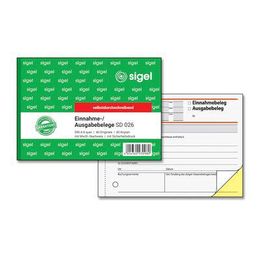Ausgabe-/Einnahmebeleg Sigel SD026, selbstdurchschreibend, DIN A6 quer, 2 x 40 Blatt