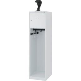 Feuerwehrspind C+P Evolo Youngster, 1 Abteil, mit Helmhalter, Bodengleiter, B 400 x T 500 x H 1530 mm, RAL 7035 Lichtgrau