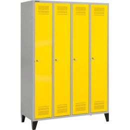 Sch&auml;fer Shop Sch&auml;fer Shop Genius Kleiderspind mit F&uuml;&szlig;en, 4 Abteile, Zylinderschloss, wei&szlig;aluminium/gelb