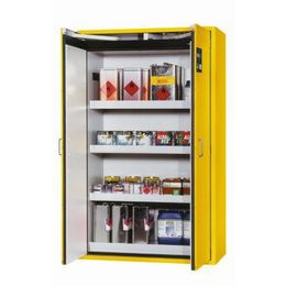 Sicherheitsschrank Typ 90 ASECOS S-CLASSIC-90, Fl&uuml;gelt&uuml;ren mit T&uuml;rfeststellanlage, Front Sicherheitsgelb, B 1196 x T 616 x H 1968 mm