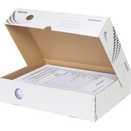 Archivboxen Leitz&reg; Easyboxx 80, DIN A4, Aufbau-Automatik, Deckel, Griffloch Beschriftungsfeld, B 80 mm, wei&szlig;, 25 St&uuml;ck