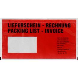 Dokumententasche Lieferschein/Rechnung, DIN lang, selbstklebend, PCR-Polyethylen, rot, 250 St&uuml;ck
