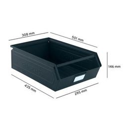 Sch&auml;fer Shop Sch&auml;fer Shop Select Sichtlagerkasten, mit Tragestab, 18,5 l, 80 kg, L 501 x B 308 x H 146 mm, Stahl, RAL 5008 (graublau)