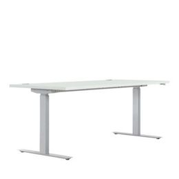 Schreibtisch ERGO DRIVE ED 470, elektrisch h&ouml;henverstellbar, Rechteck, T-Fu&szlig;, B 1800 x T 800 x H 692-1147 mm, lichtgrau/wei&szlig;aluminium RAL 9006