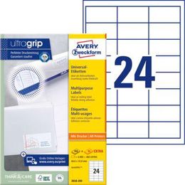 Avery Zweckform Avery&reg; Zweckform Etiketten 3658-200, A4, universell, permanenthaftend, ultragrip, druckergeeignet, FSC&reg;-Papier, rechteckig, wei&szlig;, 5280 St&uuml;ck auf 220 Bogen