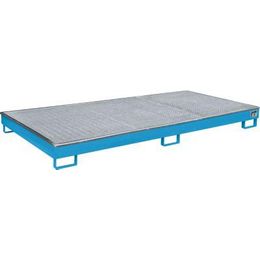 Bauer Regalwanne RW-GR 2700-1 PE, mit PE-Einsatz und Gitterrost, L 2665 x B 1315 x H 210 mm, lackiert, lichtblau RAL 5012