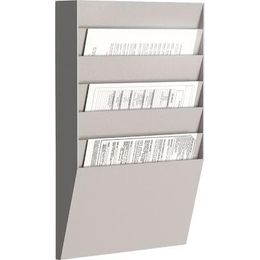 PAPERFLOW Prospekt-Wandhalter A4 quer 6 F&auml;cher, grau