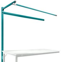 Manuflex Aufbauportal m. Ausleger, Ansatztisch SPEZIAL Arbeitstisch/Werkbank UNIVERSAL/PROFI, 1750 mm, wasserblau