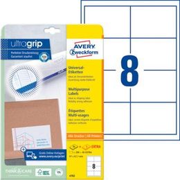 Avery Zweckform Universal-Etiketten 4782, ultragrip, 200 + 40 St&uuml;ck