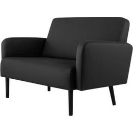 Zweisitzer Sofa meet by Paperflow LISBOA, desinfektionsmittelbest&auml;ndiger Kunstlederbezug schwarz, Fu&szlig;gestell schwarz, B 1240 x T 815 x H 830 mm