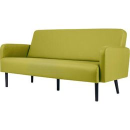 Dreisitzer Sofa meet by Paperflow LISBOA, desinfektionsmittelbest&auml;ndiger Kunstlederbezug gr&uuml;n, Fu&szlig;gestell schwarz, B 1760 x T 815 x H 830 mm