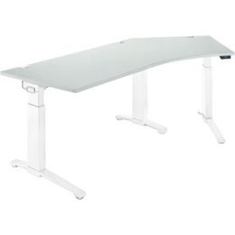 Sch&auml;fer Shop Sch&auml;fer Shop Genius Schreibtisch ERGOSTYLE S, 135&deg;, einstufig, elektrisch h&ouml;henverstellbar, Ansatz rechts, C-Fu&szlig;, B 2165 x T 800 x H 715-1182 mm, inkl. Memory Master, lichtgrau/wei&szlig;