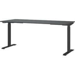 Schreibtisch Aalborg, elektrisch h&ouml;henverstellbar, Rechteck, bis 80 kg, T-Fu&szlig; Gestell, B 1800 x T 800 x H 720 &ndash; 1200 mm, graphit/schwarzgrau