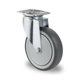 CASCOO Lenkrolle P2T2, mit Rad-&oslash; 125 mm x B 32 mm, Polypropylen-Felge, Elastomer-Lauffl&auml;che, grau, Kugellager, bis 100 kg