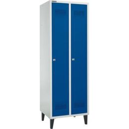 Sch&auml;fer Shop Sch&auml;fer Shop Genius Kleiderspind mit F&uuml;&szlig;en, 2 Abteile, 300 mm Abteilbreite, Zylinderschloss, enzianblau