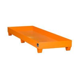 Bauer Stahl-Auffangwanne ohne Gitterrost, 2400 x 800 mm, orange RAL 2000
