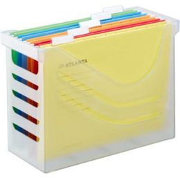 H&auml;ngeregisterbox Jalema Re-Solution A4 f&uuml;r 15 H&auml;ngemappen, inkl. 5 Mappen, wei&szlig;-transparent