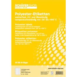 Sch&auml;fer Shop Sch&auml;fer Shop Select Wetterfeste Etiketten, 63,5 x 33,9 mm, Polyester wei&szlig;, 20 Blatt