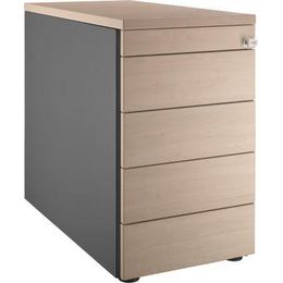 Sch&auml;fer Shop Sch&auml;fer Shop Genius Standcontainer 13333, mit Griffnut, B 435 x H 717 mm, anthrazit/Eiche-Dekor