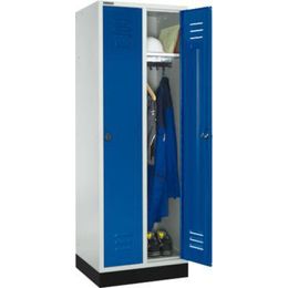 Sch&auml;fer Shop Kleiderspind mit 2 Abteilen, 300 mm, Drehriegelverschluss, mit Sockel, T&uuml;r enzianblau