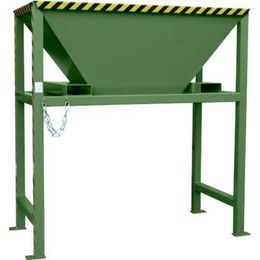 Bauer BTS Bef&uuml;lltrichter, Stahlblech, Standkonstruktion, Einfahrtaschen, lackiert, L 980 x B 1980 x H 2050 mm, resedagr&uuml;n RAL 6011