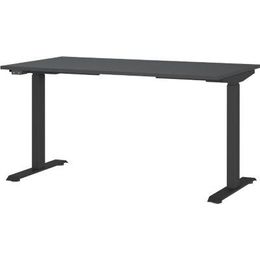 Schreibtisch Aalborg, elektrisch h&ouml;henverstellbar, Rechteck, bis 80 kg, T-Fu&szlig; Gestell, B 1400 x T 800 x H 720 &ndash; 1200 mm, graphit/schwarzgrau