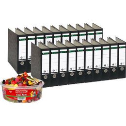 Leitz&reg; Ordner 1080 + 750 g HARIBO Color-Rado Party-Box, DIN A4, R&uuml;ckenbreite 80 mm, 20 St&uuml;ck, schwarz