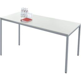 Sch&auml;fer Shop Sch&auml;fer Shop Pure Stahlrohrtisch, Rechteck, Quadratrohrfu&szlig;, B 1600 x T 700 x H 720 mm, lichtgrau/wei&szlig;aluminium